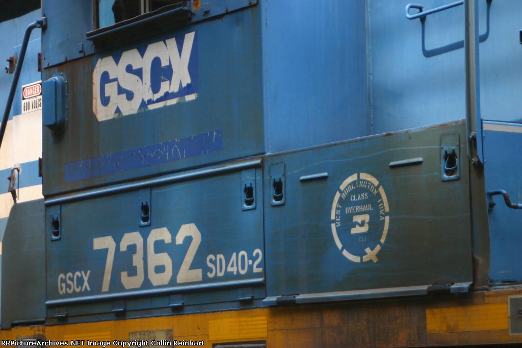 Lettering detail on GSCX 7362